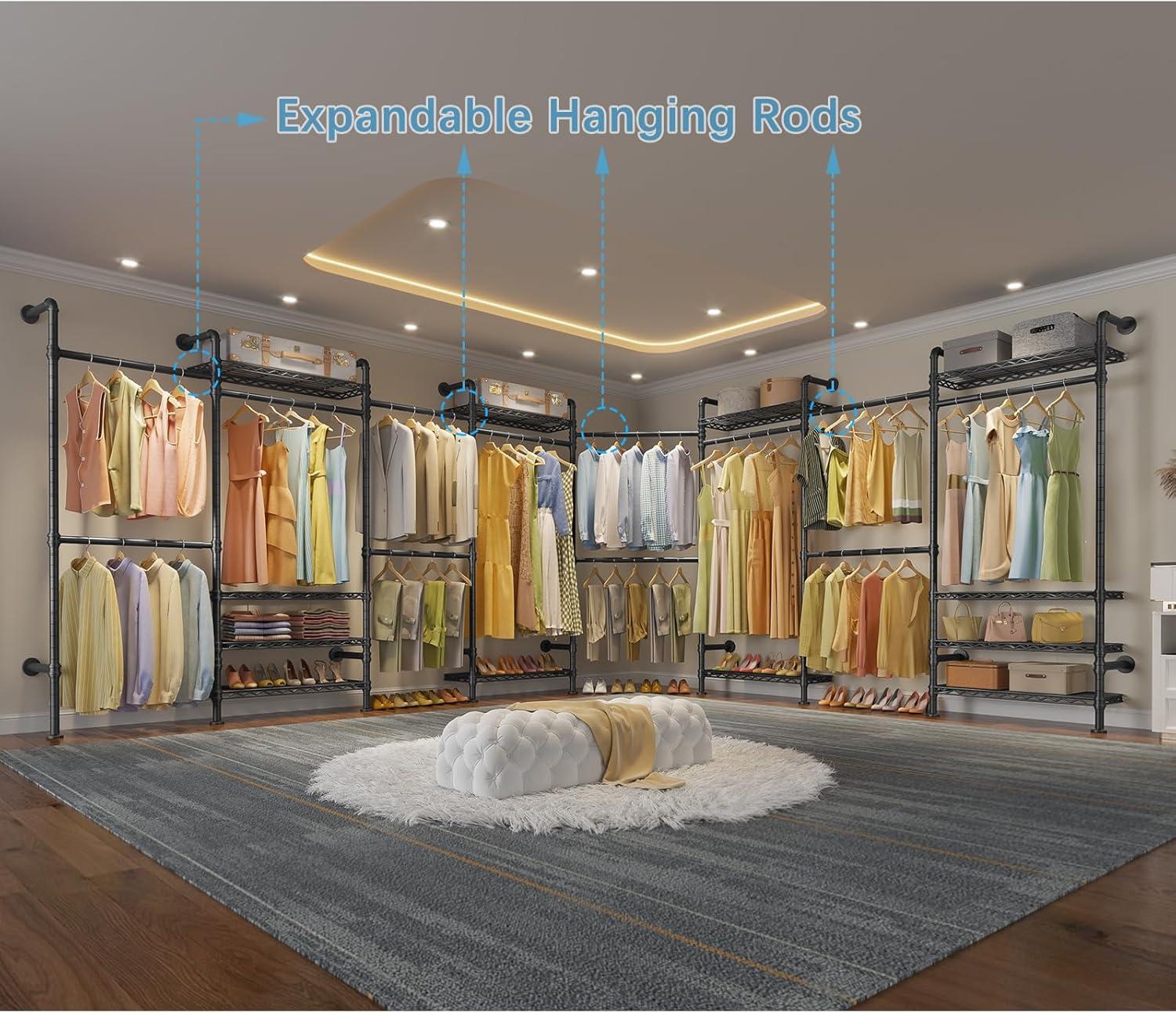 Timate F4 Wall Mounted Clothes Rack Industrial Pipe Clothing Rack for ...